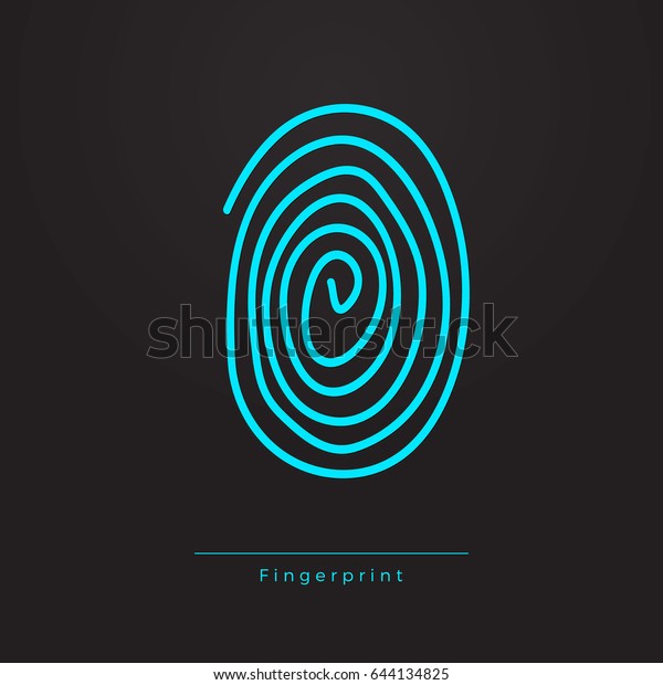 Fingerprint Abstract Handdrawn Blue Identification Symbol Stock Vector ...