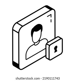 Fingerprint Authentication Icon Isometric Editable Design Stock Vector
