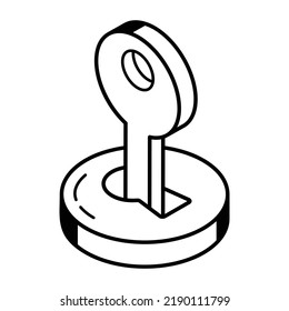 Fingerprint Authentication Icon Isometric Editable Design Stock Vector