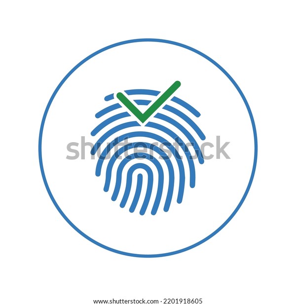 Fingerprint Authentication Matched Icon Circle Version Stock Vector ...