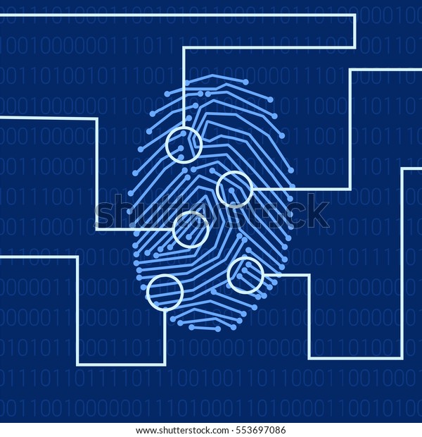 Fingerprint Biometric Identification On Hightech Background Stock ...