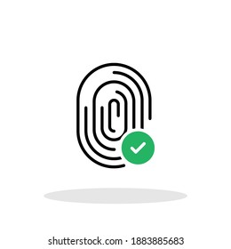 Fingerprint Check Mark Icon Flat Style Stock Vector (Royalty Free ...