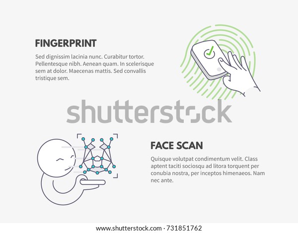 Fingerprint Face Scan Authentication Cyber Security Stock Vector ...