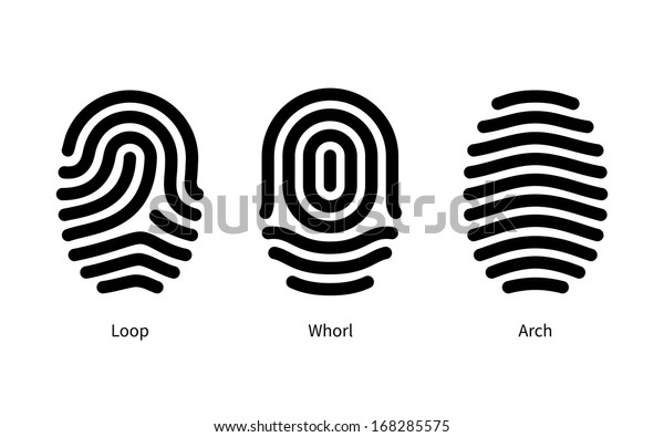 Fingerprint id types on white background. Vector illustration.