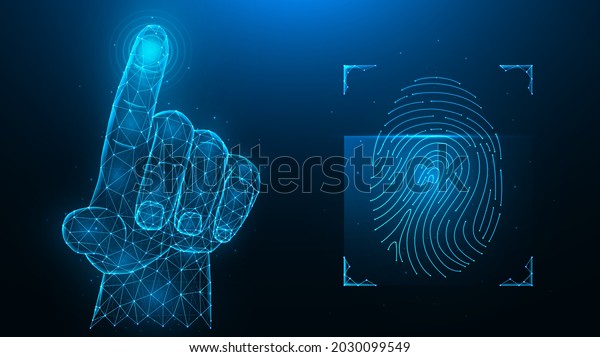 Fingerprint Identification Concept Biometric Data Low Stock Vector ...