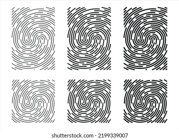 Fingerprint Identification Symbol Icon Set Flat Stock Vector (Royalty ...