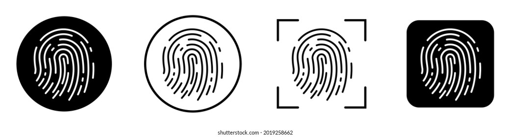 Fingerprint Recognition Concept Fingerprint Icons Set Stock Vector ...