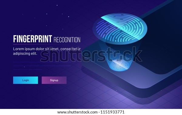 Fingerprint Recognition Concept Login Sign Page Stock Vector (Royalty ...