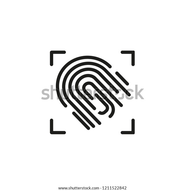 Fingerprint Recognition Line Icon Fingerprint Scanner Stock Vector ...