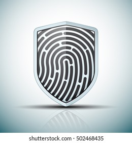 Fingerprint Safety Shield Stock Vector (Royalty Free) 502468435 ...