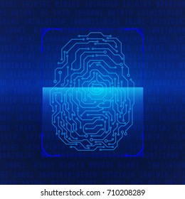 Fingerprint Scan Blue Hi Tech Safety Stock Vector (Royalty Free) 710208289