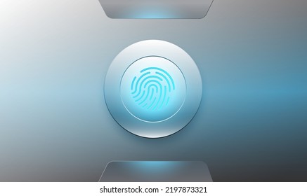 Fingerprint Scanner Icon Round Button Metallic Stock Vector (Royalty ...