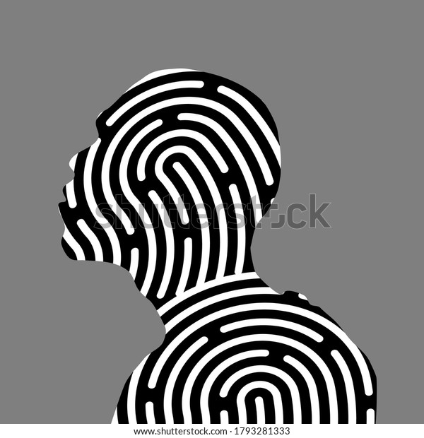 Fingerprints Form Human Head Illustration Simple Stock Vector (Royalty ...