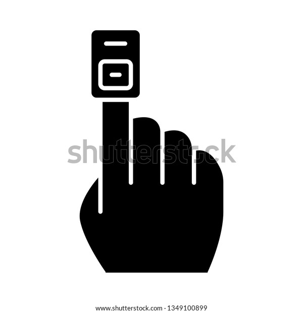 Fingertip Pulse Oximeter Glyph Icon Finger Stock Vector (Royalty Free ...