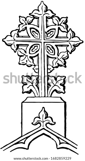 Finial Cross Sphere Gilded Stone Gold Stock Vector (Royalty Free ...