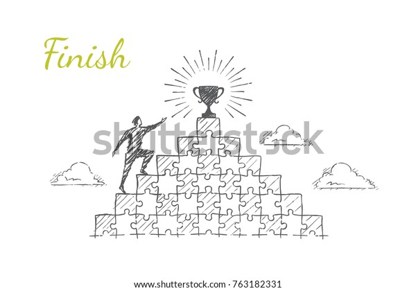 Finish Art Man Climbs On Puzzles Stock Vector (Royalty Free) 763182331 ...