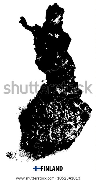 Finland Black Map Isolated On White Stock Vector (Royalty Free ...