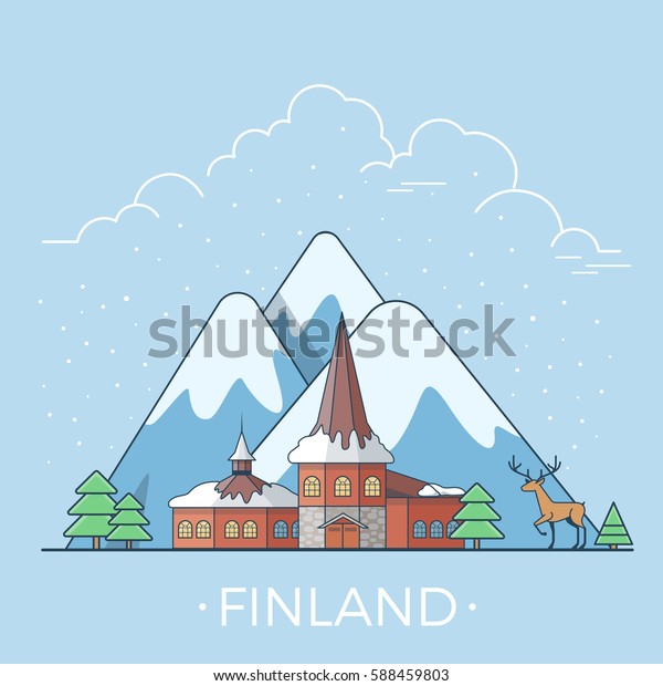 Finland Country Design Template Linear Flat Stock Vector (Royalty Free ...