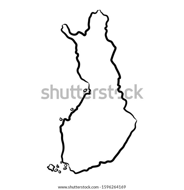 Finland Map Contour Black Brush Lines Stock Vector (Royalty Free ...