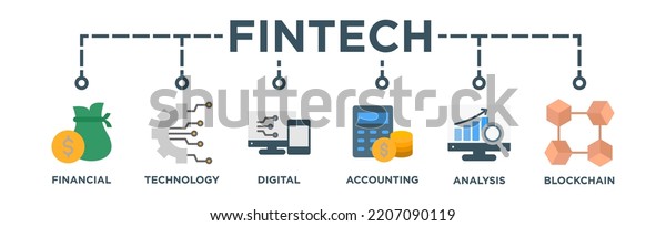 Fintech Banner Web Icon Vector Illustration Stock Vector (Royalty Free ...