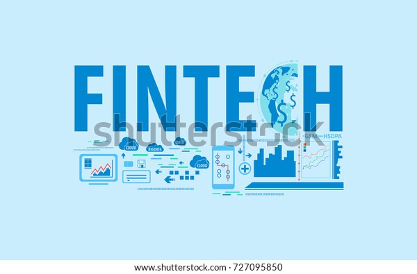 Fintech Business Financial Technology Background Text 库存矢量图（免版税）727095850