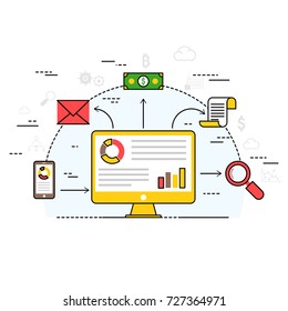 Fintech Financial Technology Mechanism Background Colorful Stock Vector ...