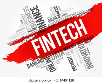 Fintech Word Cloud Collage Business Concept: vector de stock (libre de ...
