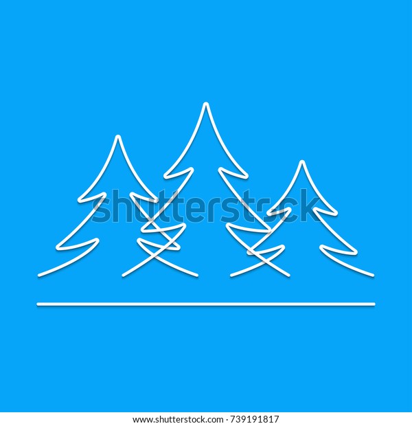 Fir Trees Drawing By Simple Line Stock Vector (Royalty Free) 739191817 ...