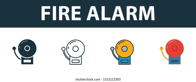 Fire Alarm Icon Set Premium Simple Stock Vector (Royalty Free ...