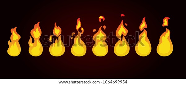 Fire Animation Sprites Animation Game Cartoon庫存向量圖（免版稅）1064699954 ...