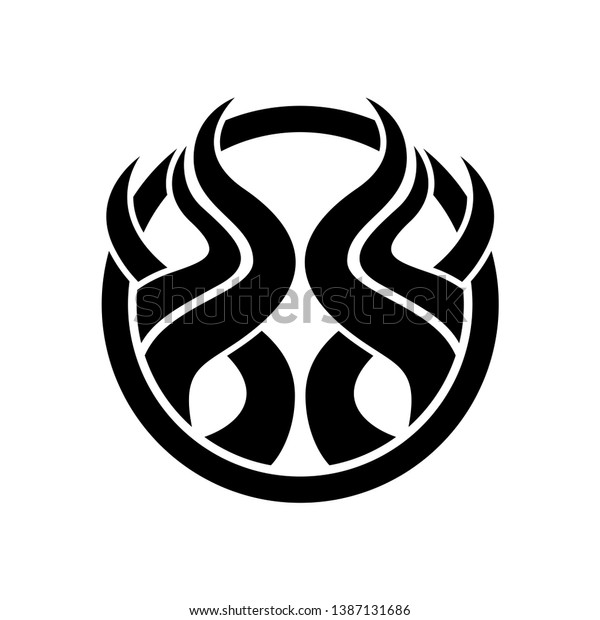Fire Ball Demon Head Logo Emblem Stock Vector (Royalty Free) 1387131686 ...
