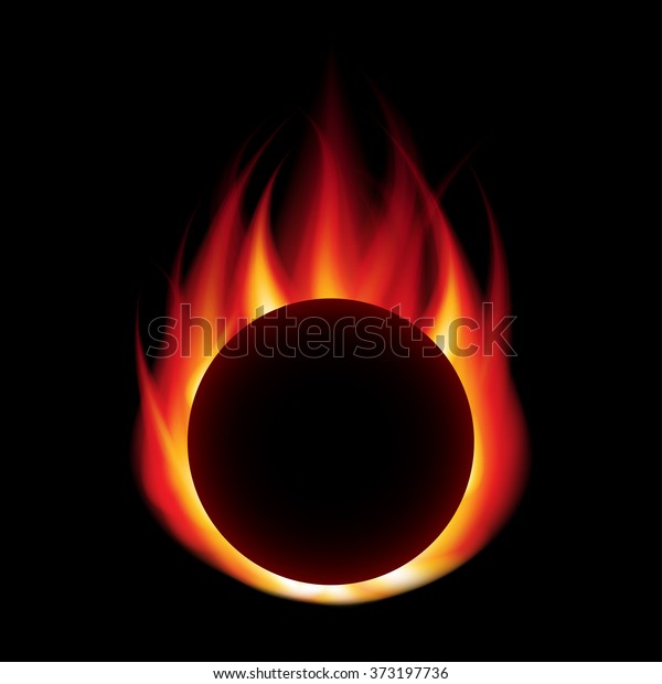 Fire Ball Isolated On Black Photorealistic Stock Vector (Royalty Free ...