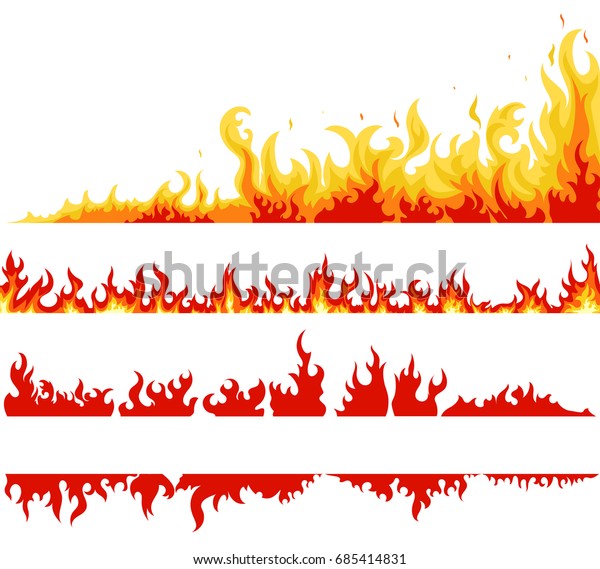 Fire Banner Set Fame Backgrounds Horizontal Stock Vector (Royalty Free ...