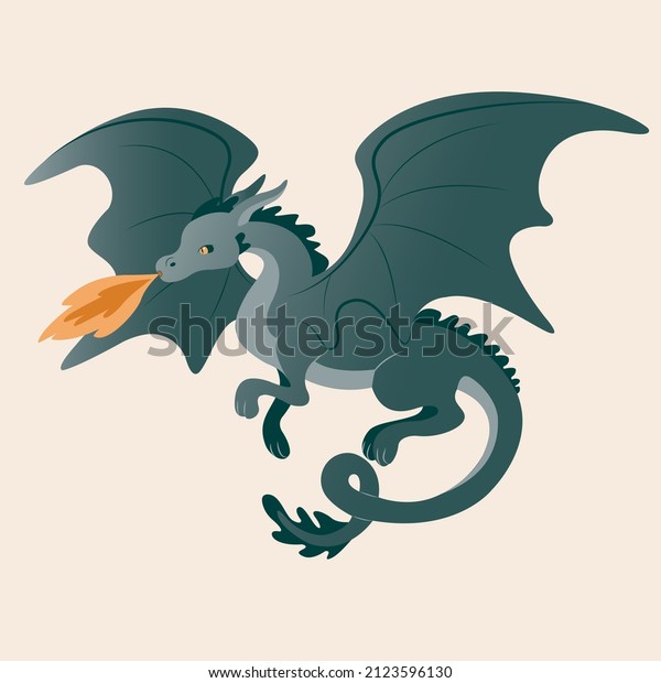 Fire Breathing Dragon Myth Medieval Monster Stock Vector (Royalty Free ...
