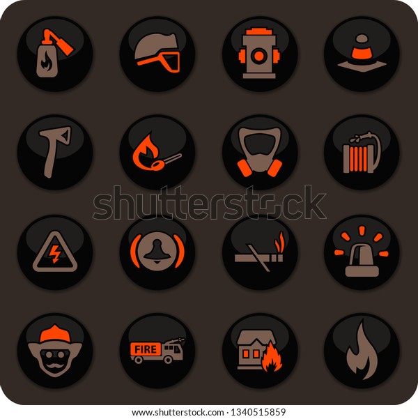 Fire Brigade Color Vector Icons On: vector de stock (libre de regalías ...
