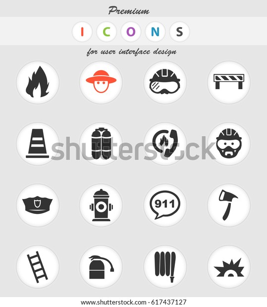 Fire Brigade Vector Icons User Interface: เวกเตอร์สต็อก (ปลอดค่า ...