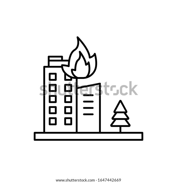 Fire Building Icon Simple Line Outline Stock Vector (Royalty Free ...