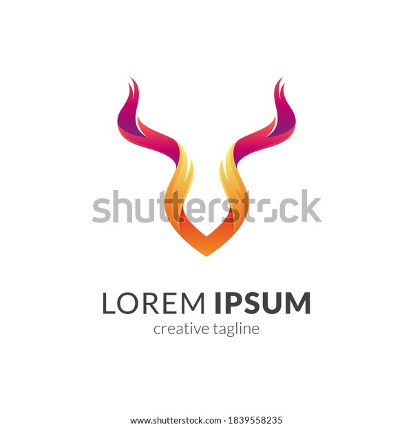 Fire Bull Logo 3d Concept Gradient Stock Vector (Royalty Free ...