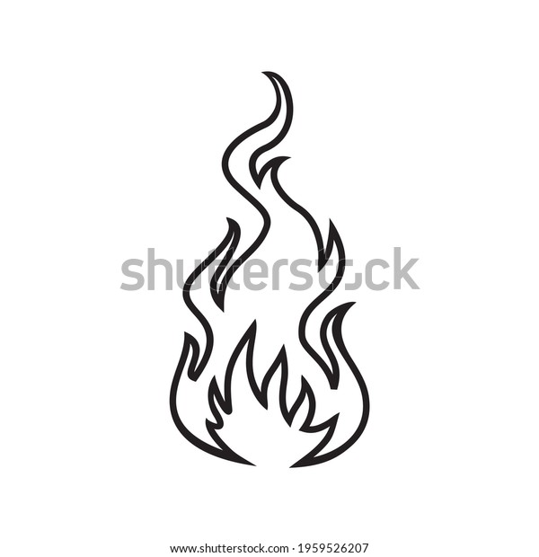 Fire Burn Outline Icon Logo Vector Stock Vector (Royalty Free ...