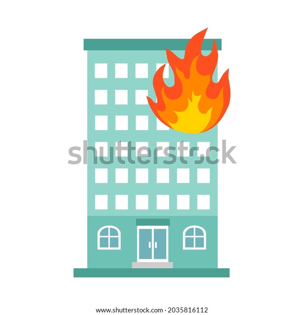 Fire Burning Tower Apartment Building Orange Stock Vector (Royalty Free ...