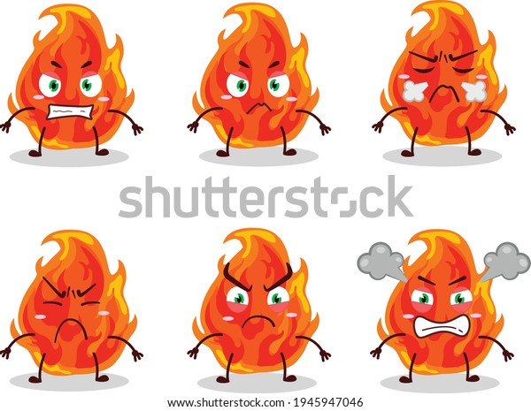 Fire Cartoon Character Various Angry Expressions Stock Vector (Royalty ...
