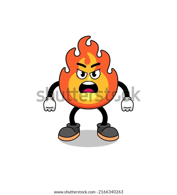 Fire Cartoon Illustration Angry Expression Character Stock Vector ...