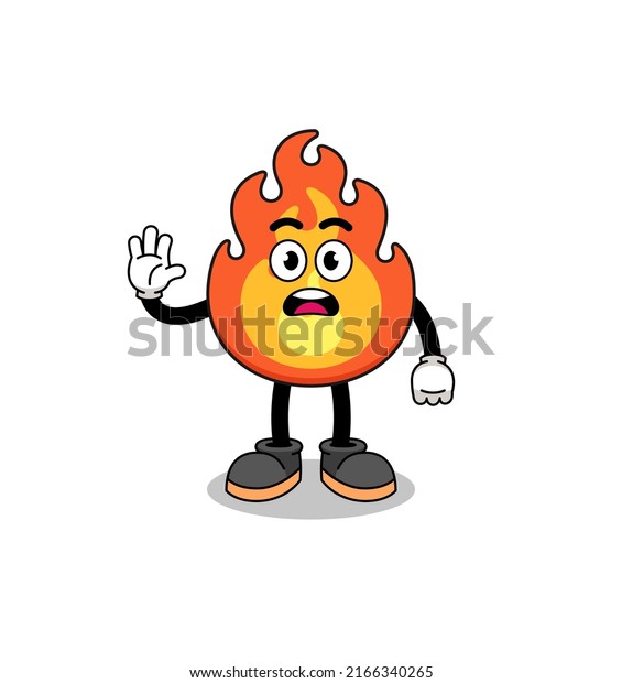 Fire Cartoon Illustration Doing Stop Hand Stock Vector (Royalty Free ...