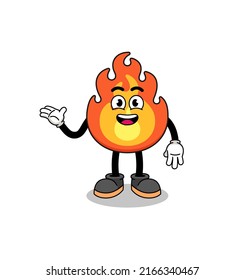 Fire Cartoon Welcome Pose Character Design Stock Vector (Royalty Free ...