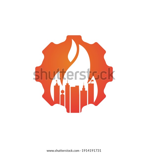 Fire City Vector Logo Design Template Stock Vector (Royalty Free ...