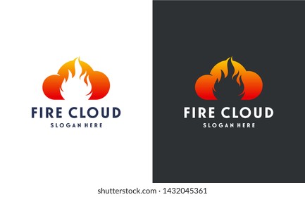 Fire Cloud Technology Logo Designs Concept Stock Vector (Royalty Free ...