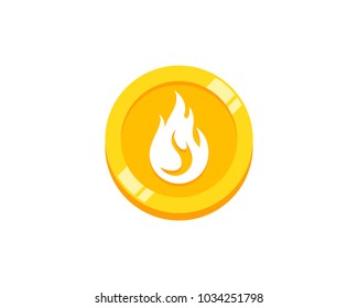 Fire Coin Icon Logo Design Element Stock Vector (Royalty Free ...