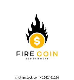Fire Coin Logo Design Template Fire Stock Vector (Royalty Free ...