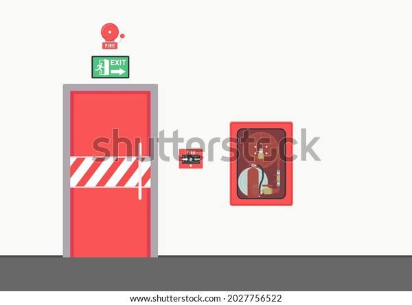 Fire Door Vector Fire Alarm Cartoon Stock Vector (Royalty Free ...