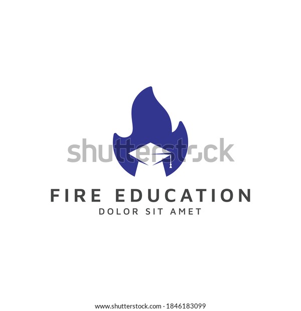 Fire Education Negative Space Logo Design Stock Vector (Royalty Free ...